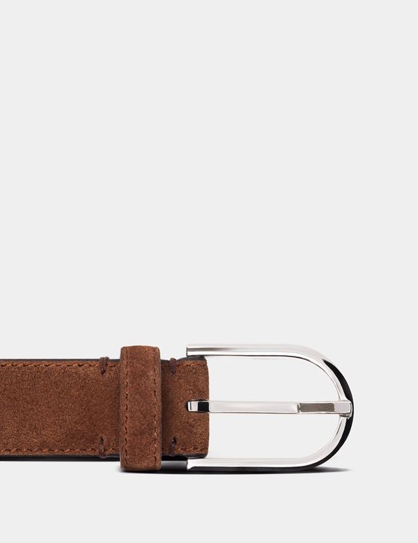 Men's Caramel Brown Italian Calf Suede Belt| Hawes & Curtis