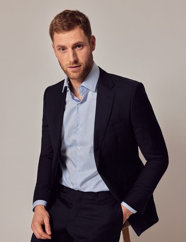Men's Blue Slim Shirt - Mid-Collar | Hawes & Curtis Men's Blue Slim Shirt - Mid-Collar | Hawes & Curtis