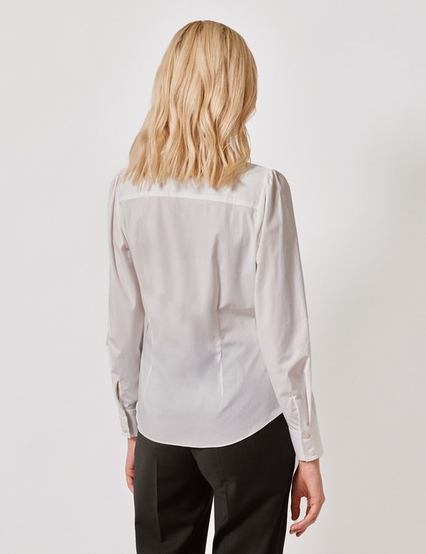 Women's White Gathered Front Cotton Stretch Fitted Boutique Women's White Gathered Front Cotton Stretch Fitted Boutique