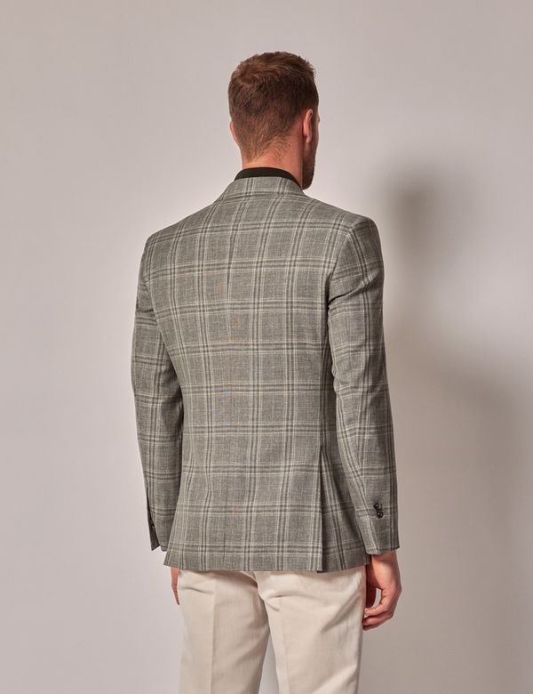 Men's Dark Green Check Wool Blazer - 1913 Collection | Hawes and Curtis