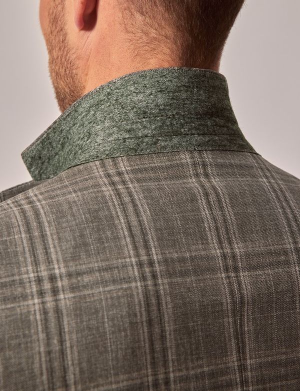 Men's Dark Green Check Wool Blazer - 1913 Collection | Hawes and Curtis
