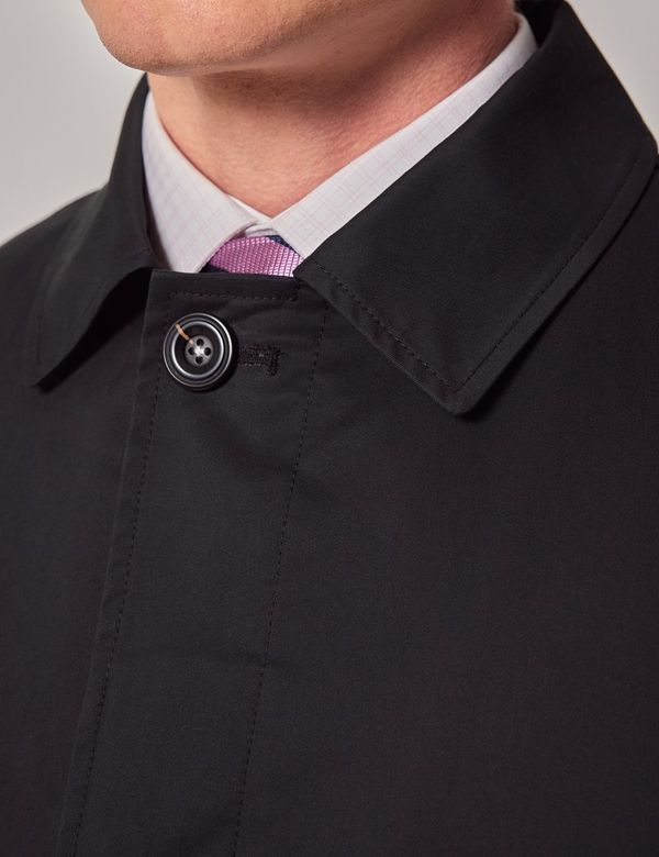 Men's Black Rain Mac with Removable Lining | Hawes & Curtis