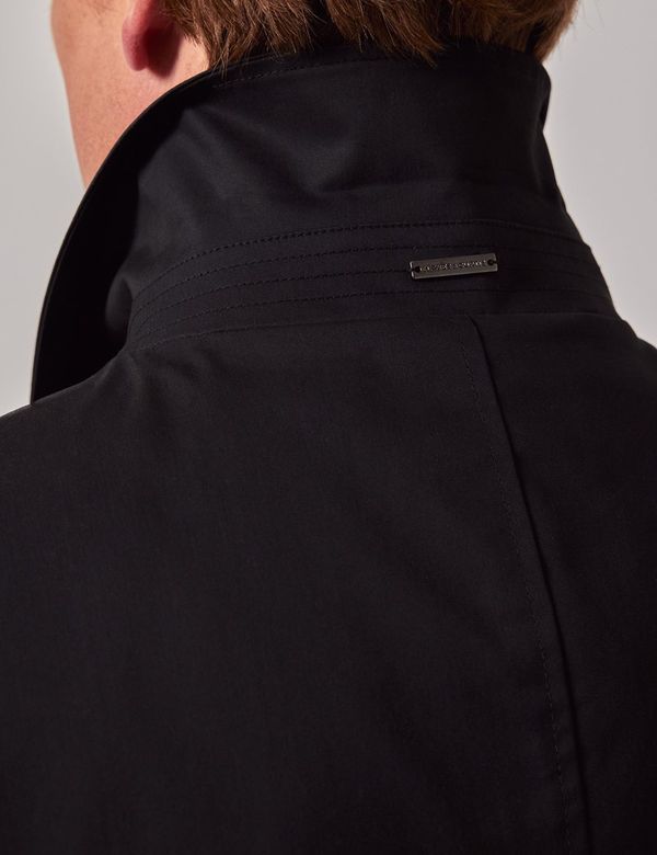 Men's Black Rain Mac with Removable Lining | Hawes & Curtis