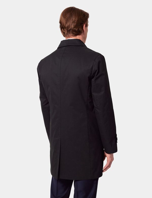 Men's Black Rain Mac with Removable Lining | Hawes & Curtis