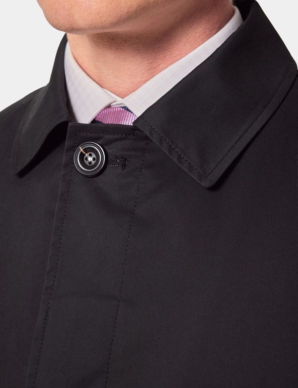 Men's Black Rain Mac with Removable Lining | Hawes & Curtis