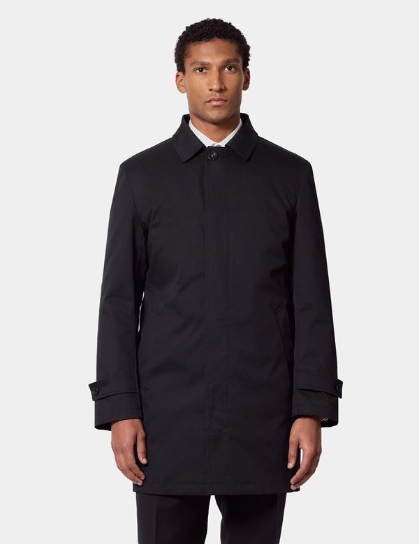 Men's Black Rain Mac with Removable Lining | Hawes & Curtis