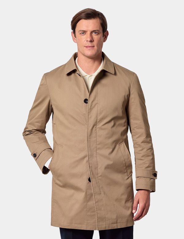 Men's Khaki Rain Mac with Removable Lining | Hawes & Curtis