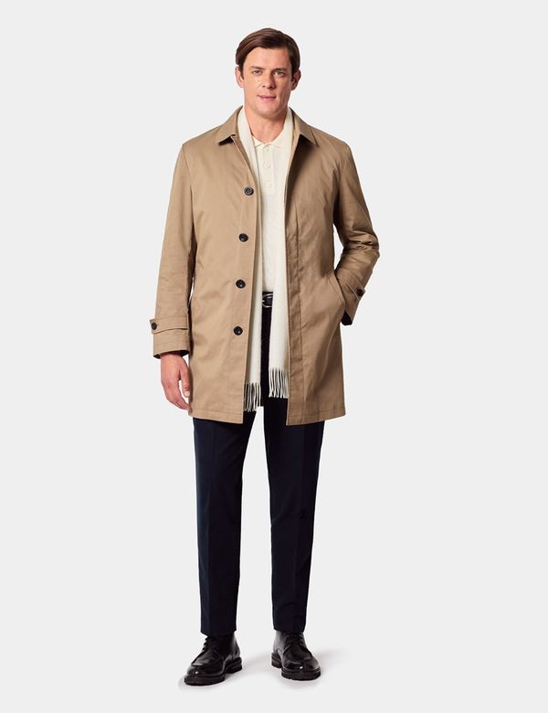 Men's Khaki Rain Mac with Removable Lining | Hawes & Curtis