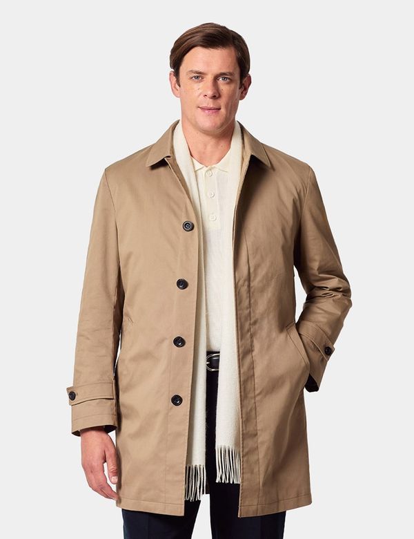 Men's Khaki Rain Mac with Removable Lining | Hawes & Curtis