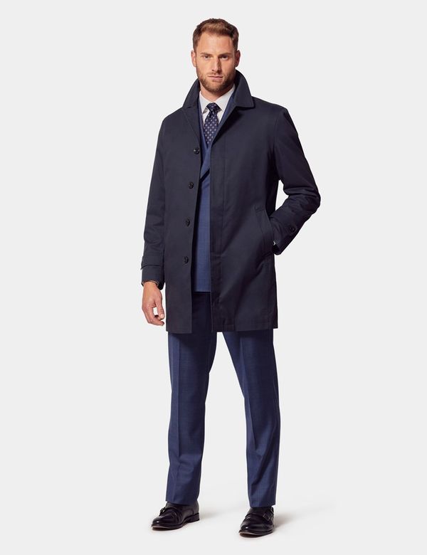 Men's Navy Rain Mac with Removable Lining | Hawes & Curtis