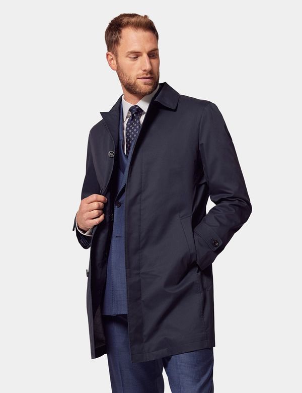 Men's Navy Rain Mac with Removable Lining | Hawes & Curtis