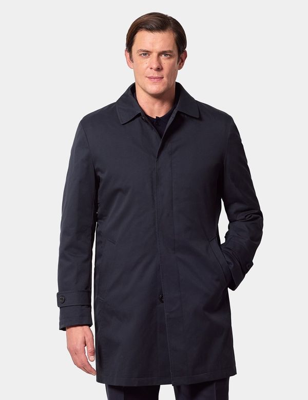 Men's Navy Rain Mac with Removable Lining | Hawes & Curtis