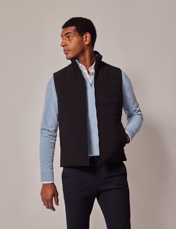 Men's Black Quilted Gilet | Hawes & Curtis