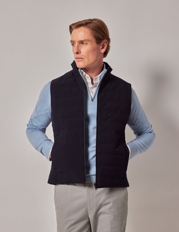 Men's Navy Quilted Vest | Hawes & Curtis