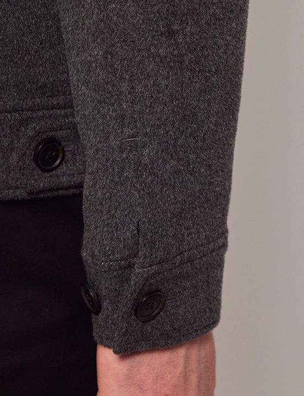 Men's Grey Wool Harrington Jacket| Hawes and Curtis