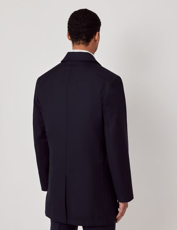 Men's Navy Bonded Wool Mac | Hawes & Curtis
