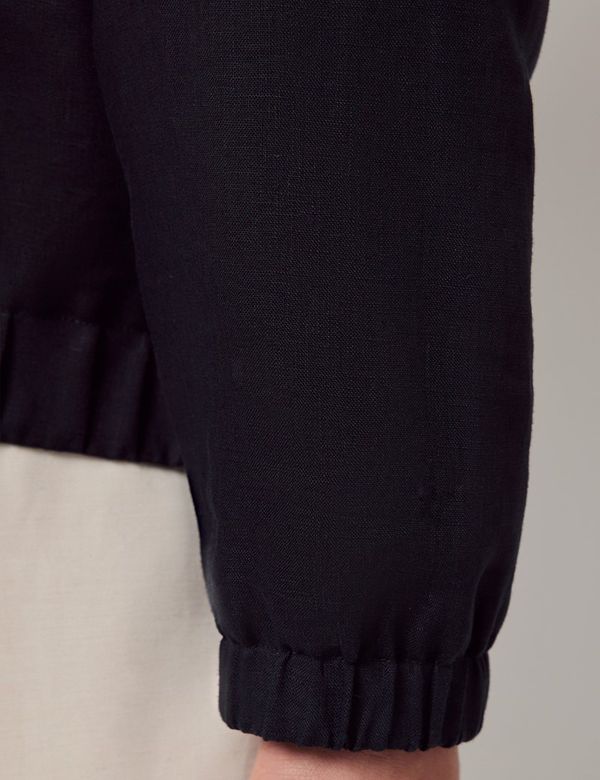 Men's Navy Linen Bomber Jacket | Hawes & Curtis