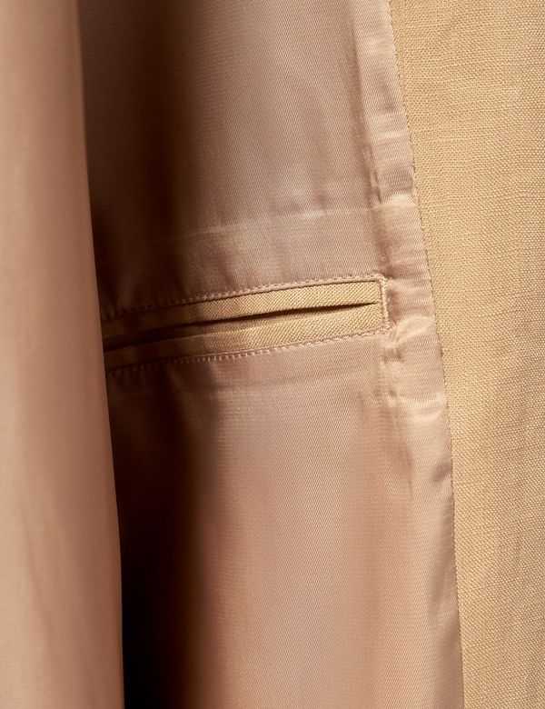 Men's Sand Linen Bomber Jacket | Hawes & Curtis