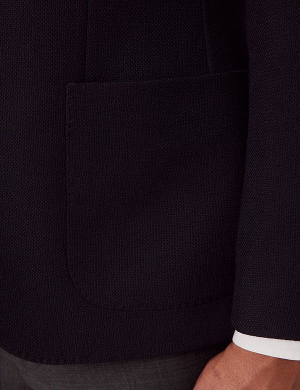 Men's Navy Semi Plain Italian Merino Wool Slim Fit Blazer - 1913 ...