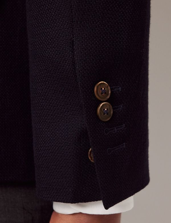 Men's Navy Semi Plain Italian Merino Wool Slim Fit Blazer - 1913 ...