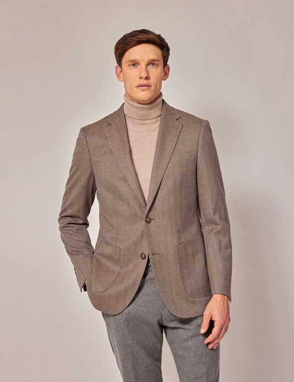 Men's Brown Herringbone Wool Blazer | Hawes & Curtis