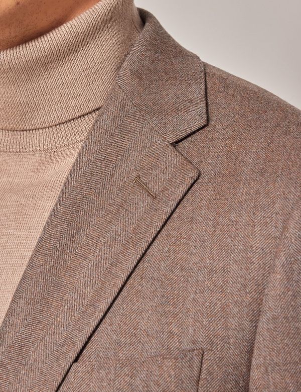 Men's Brown Herringbone Wool Blazer | Hawes & Curtis