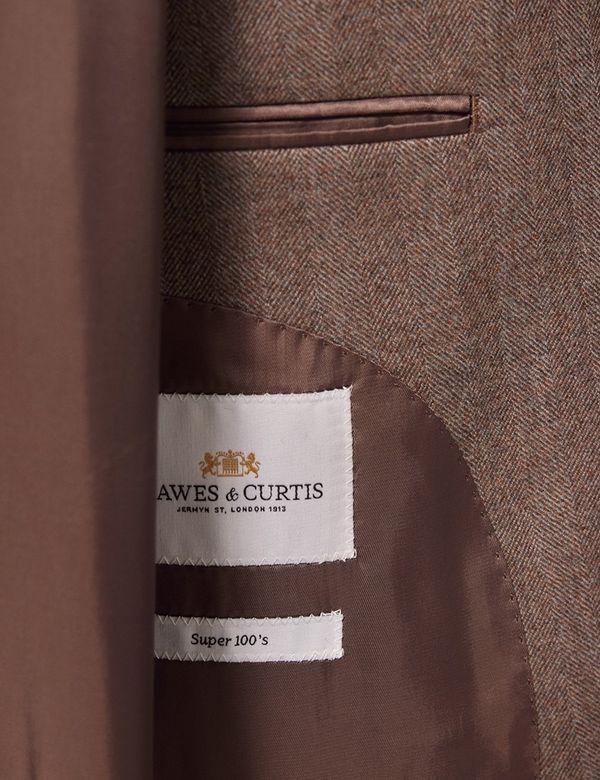 Men's Brown Herringbone Wool Blazer | Hawes & Curtis