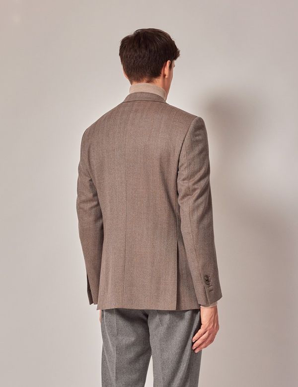 Men's Brown Herringbone Wool Blazer | Hawes & Curtis