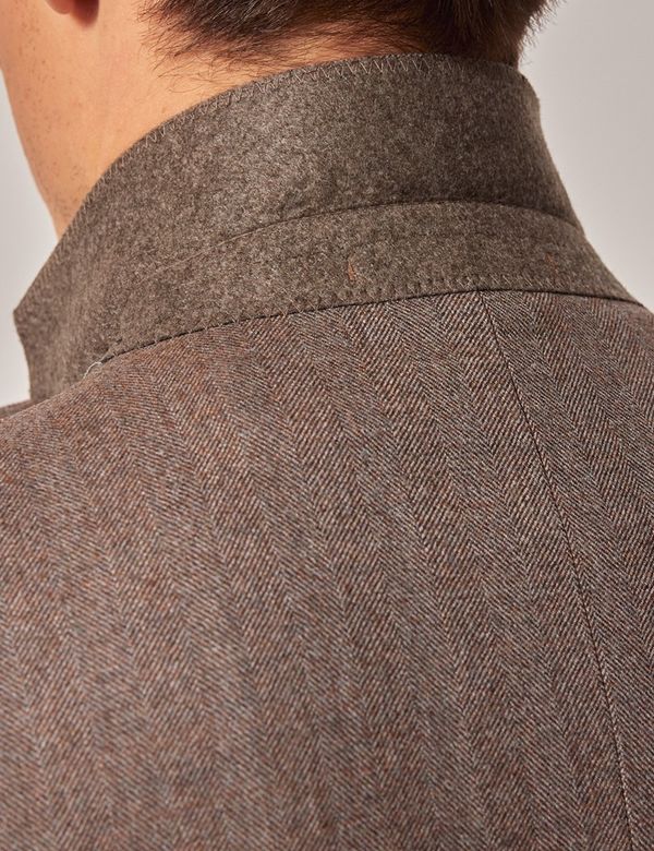 Men's Brown Herringbone Wool Blazer | Hawes & Curtis