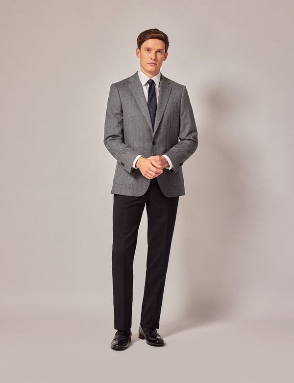 Men's Grey Herringbone Wool Blazer | Hawes & Curtis