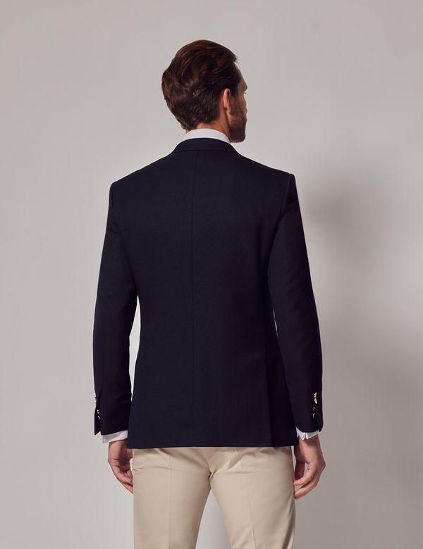 Men’s Navy Slim Blazer with Double Back Vent | Hawes & Curtis