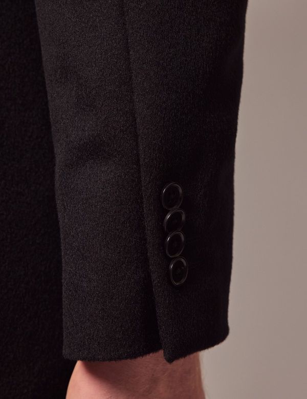Men's Black Wool Cashmere Overcoat | Hawes & Curtis