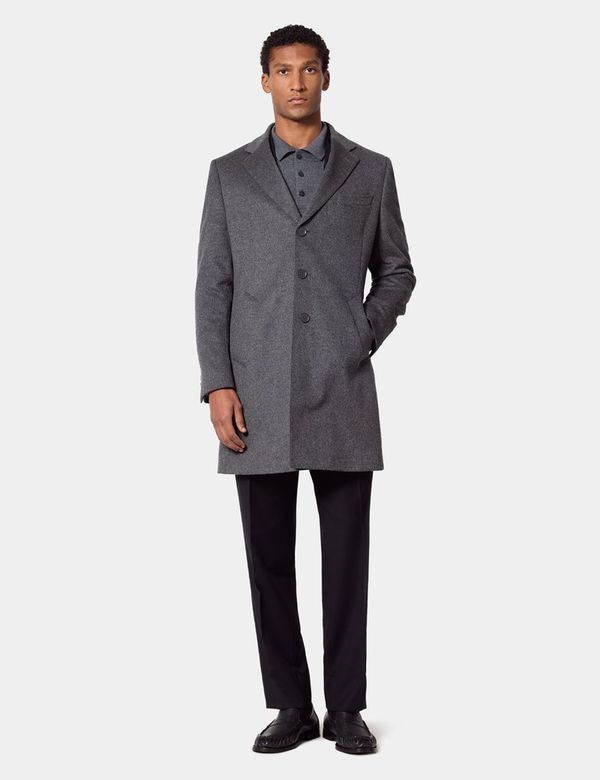 Men’s Grey Wool Overcoat | Hawes & Curtis