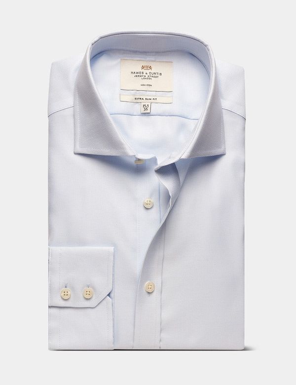 Men's Extra Slim Fit Blue & White Pick and Pick Non-Iron Shirt | Hawes ...