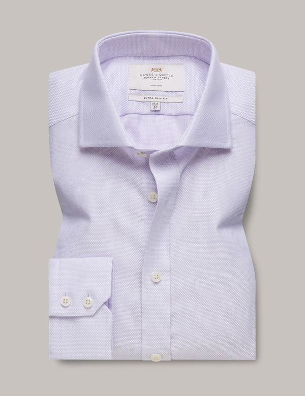Men's Non-Iron Lilac & White Textured Weave Extra Slim Shirt - Windsor ...