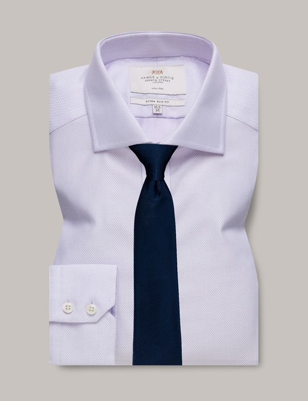 Men's Non-Iron Lilac & White Textured Weave Extra Slim Shirt - Windsor ...