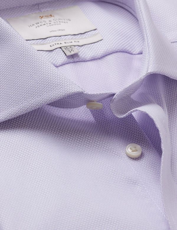 Men's Non-Iron Lilac & White Textured Weave Extra Slim Shirt - Windsor ...