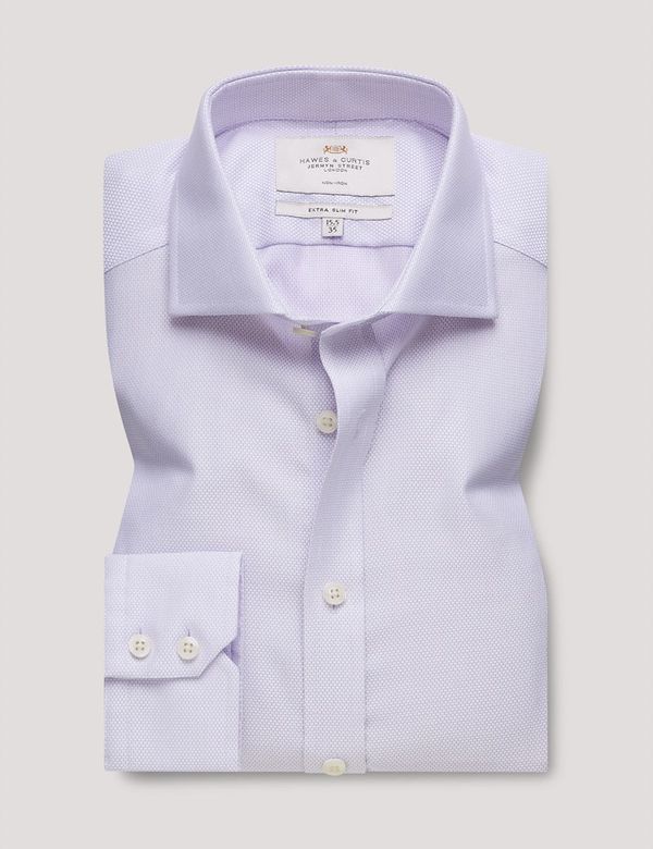 Men's Non-Iron Lilac & White Textured Weave Extra Slim Shirt - Windsor ...