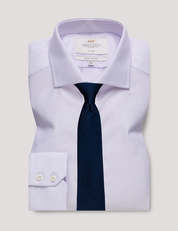 Men's Non-Iron Lilac & White Textured Weave Extra Slim Shirt - Windsor ...