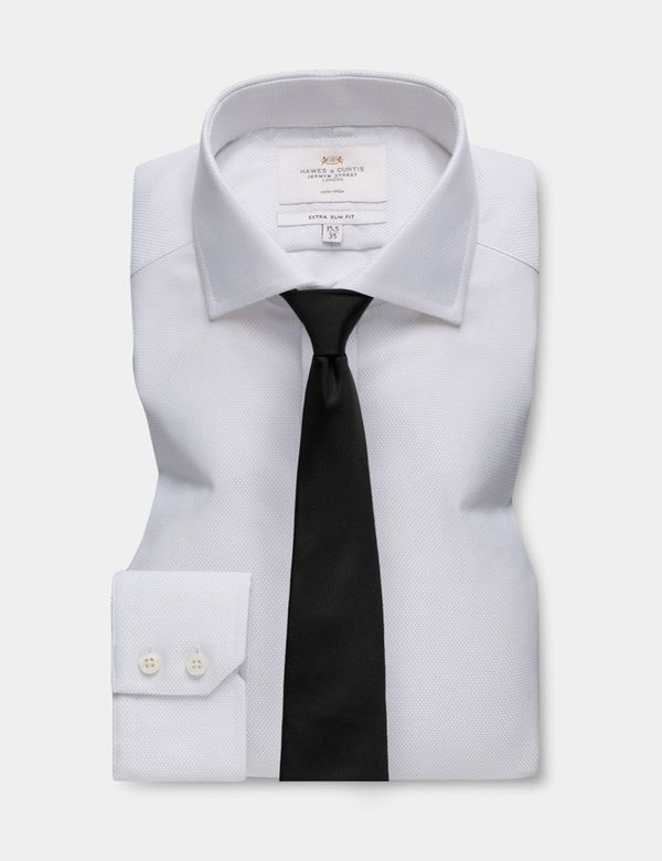 Men's Non-Iron Grey & White Textured Weave Extra Slim Fit Shirt ...