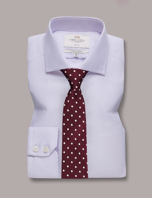 Men's Non-Iron Lilac & White Textured Weave Extra Slim Fit Shirt ...
