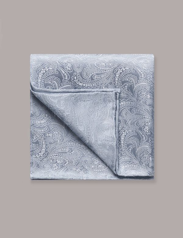 Men's Sky Blue Paisley Handkerchief - 100% Silk | Hawes & Curtis