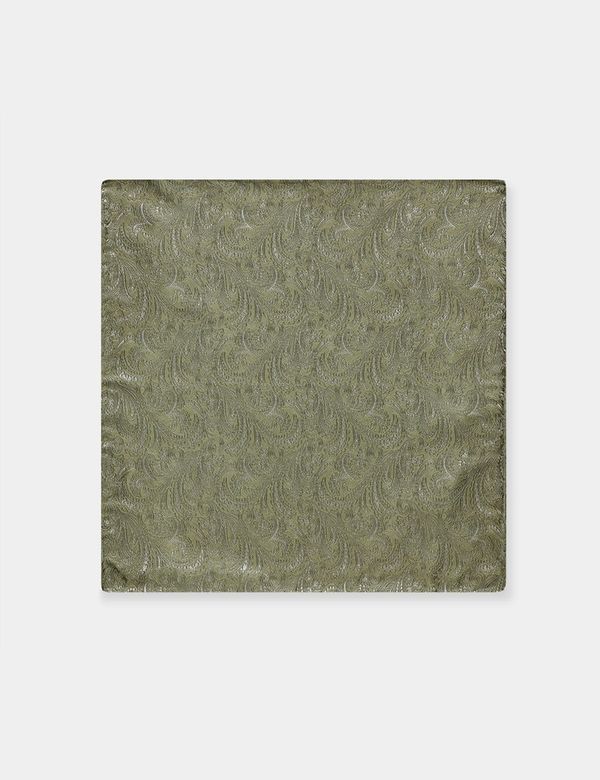 Men's Sage Green Paisley Handkerchief - 100% Silk | Hawes & Curtis