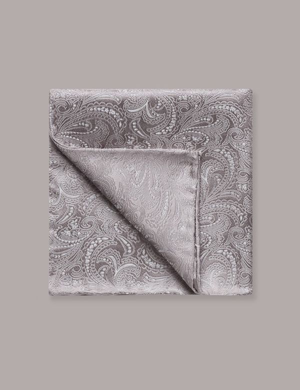 Men's Silver Paisley Handkerchief - 100% Silk | Hawes & Curtis