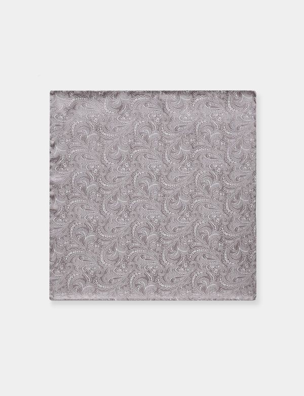 Men's Silver Paisley Handkerchief - 100% Silk | Hawes & Curtis
