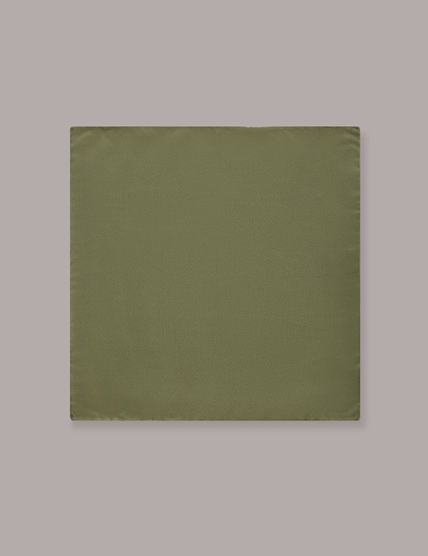 Men's Sage Green Repp Pocket Square - 100% Silk | Hawes and Curtis