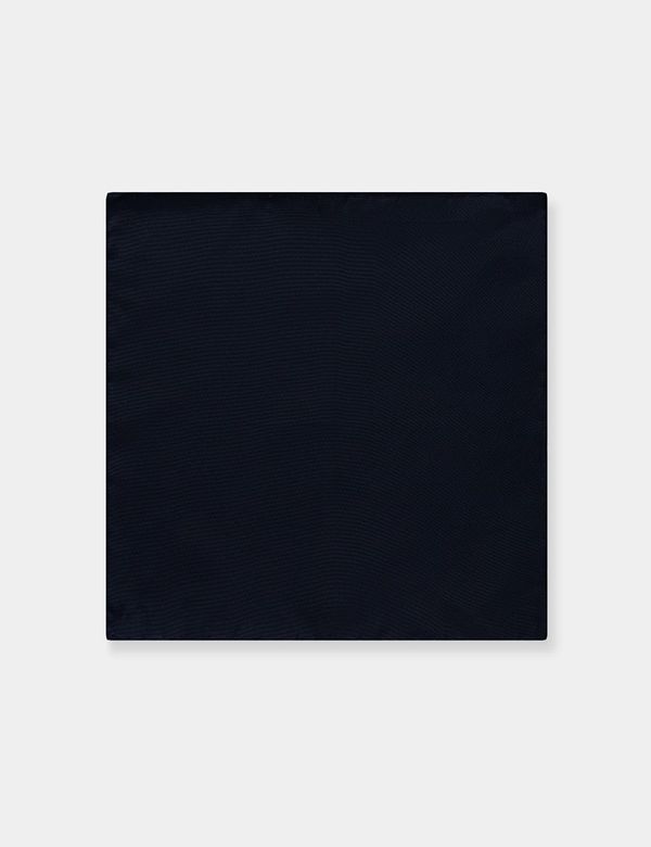 Men's Navy Plain Silk Pocket Square | Hawes and Curtis