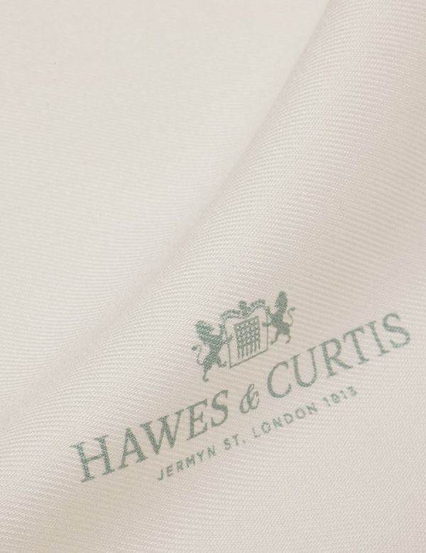 Men's White Pocket Square With Duck Egg Blue Border | Hawes and Curtis
