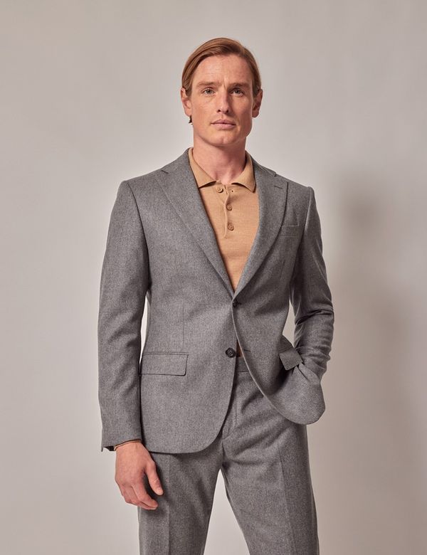 Men's Grey Slim Flannel Suit - 1913 Collection | Hawes & Curtis