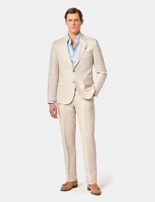 Men's Cream Italian Linen Tailored Fit Suit Jacket - 1913 Collection ...